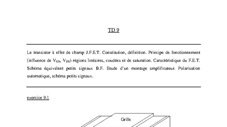 TD 9 : Exercices Corrigés sur le Transistor JFET et Amplificateurs ...