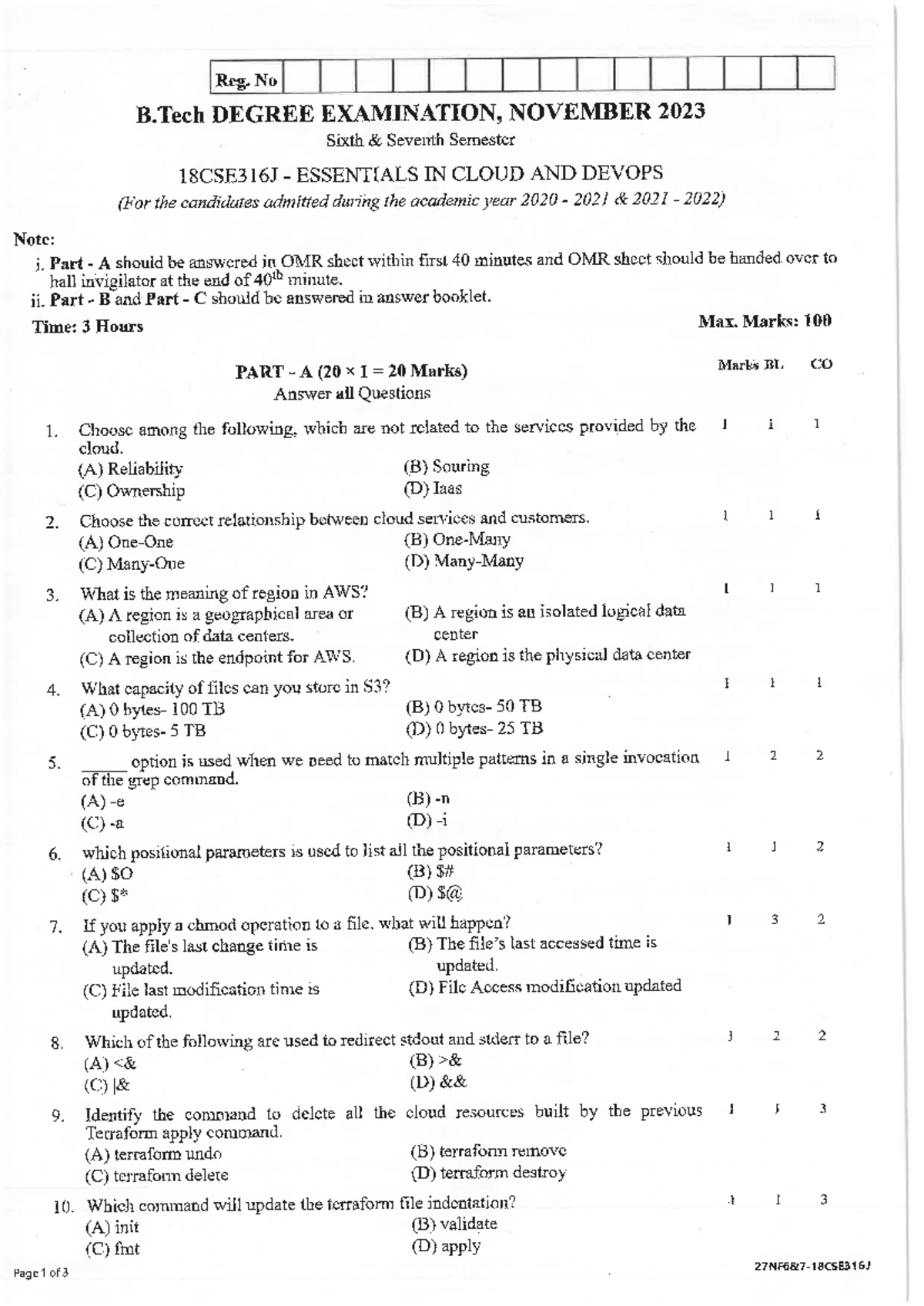 Devops 1 - sem paper - Reg. No B DEGREE EXAMINATION, NOVEMBER 2023 ...