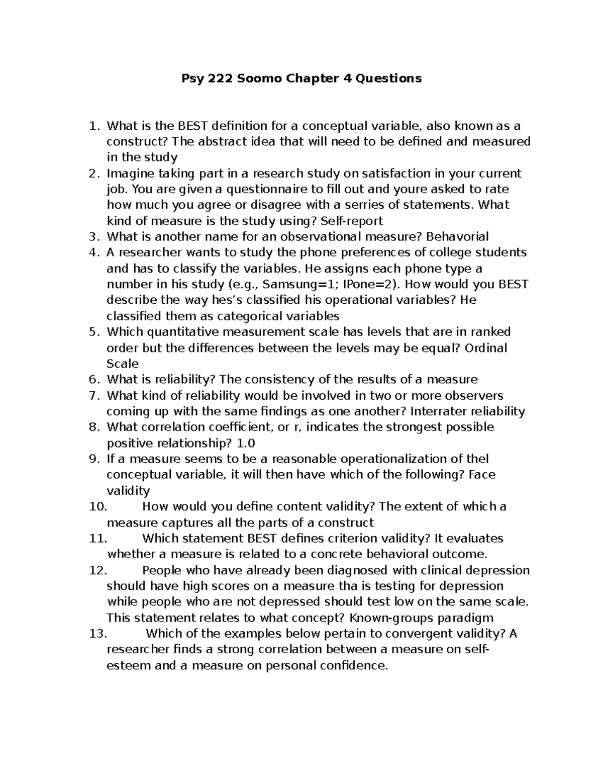 Psy 222 Soomo Chapter 4 Study Questions and Answers - Studocu