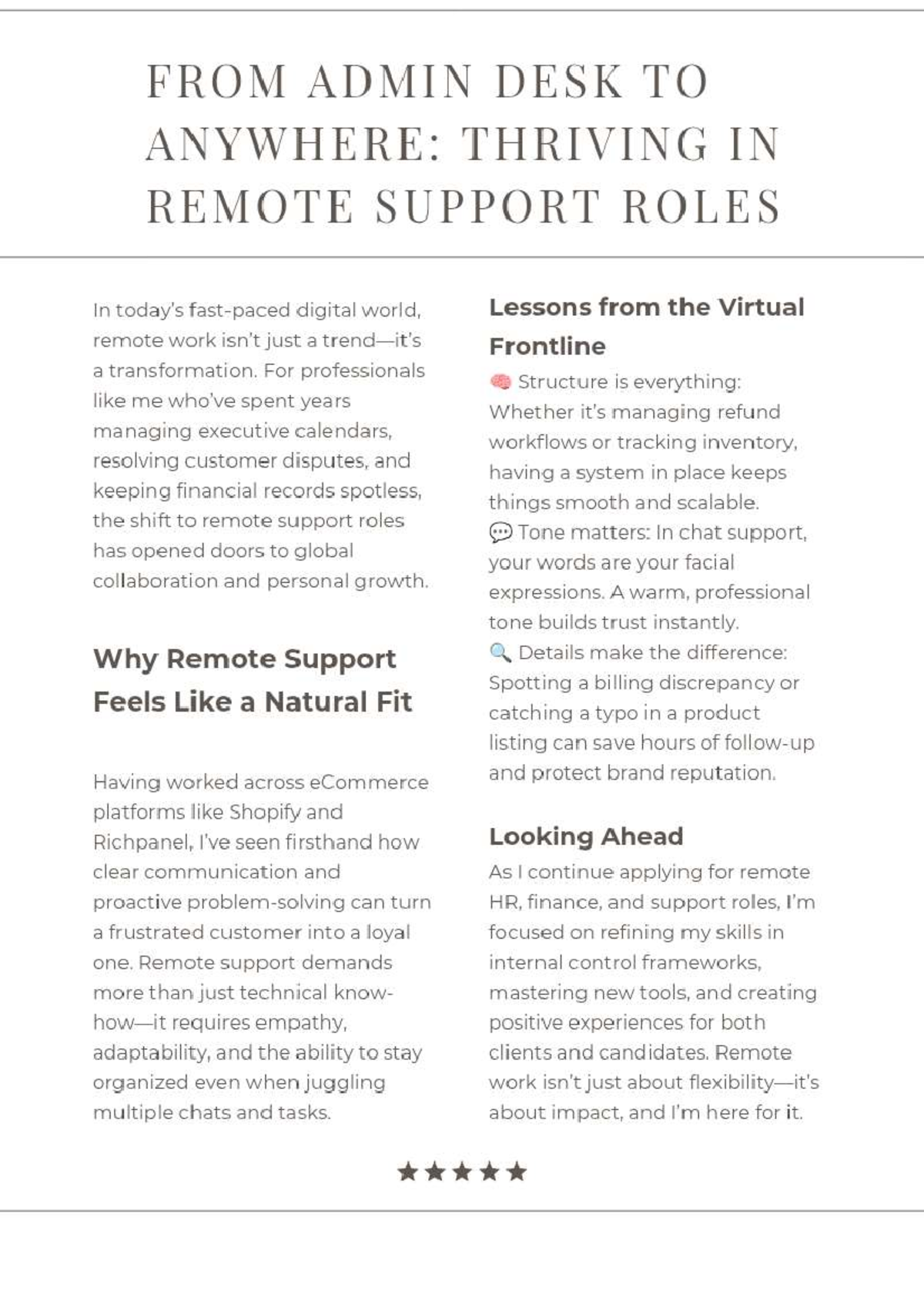 Remote Support Roles: Thriving in a Digital Workspace - Writing Sample ...