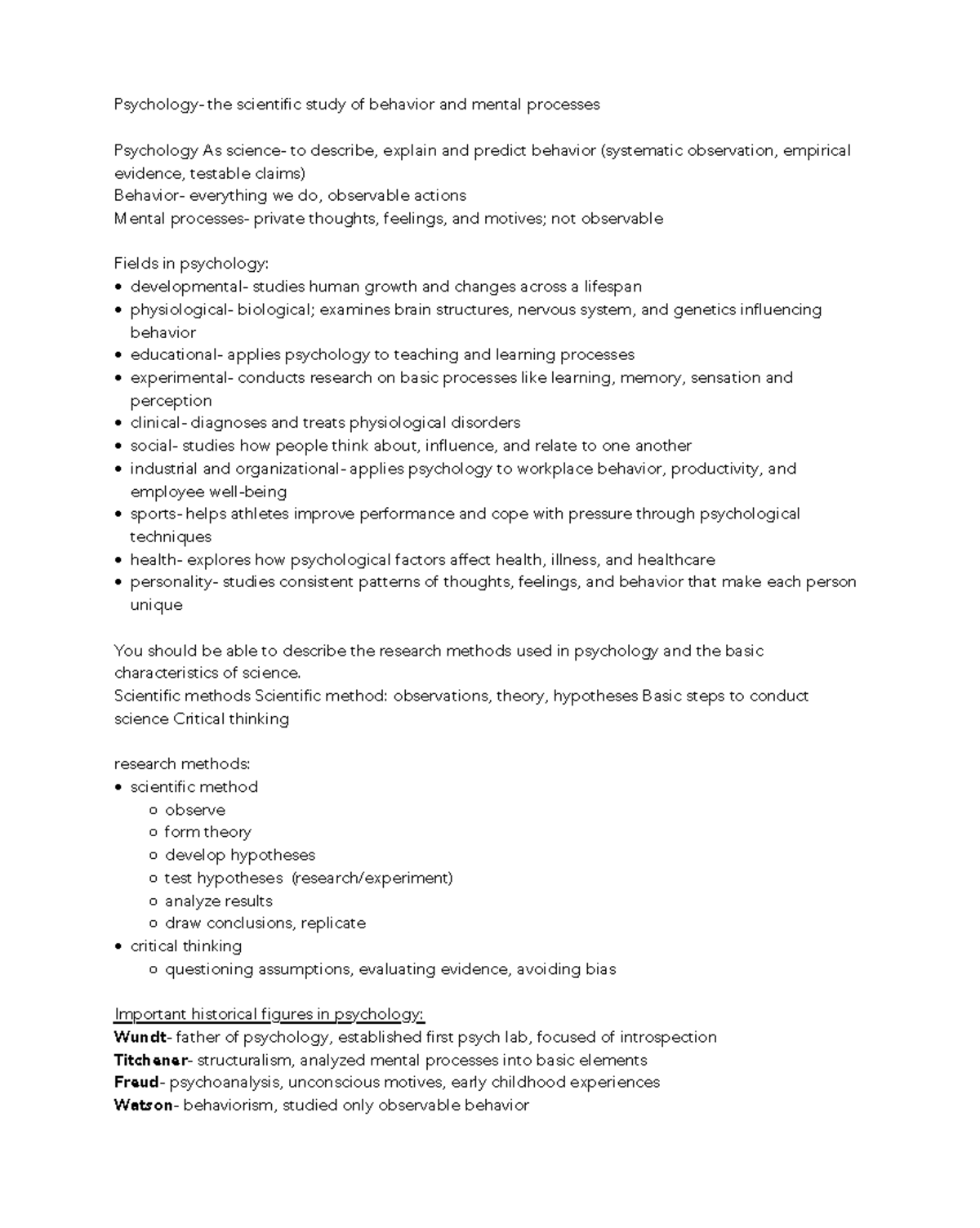 Introduction to Psychology (PSY 101): Key Concepts & Research Methods - Studocu