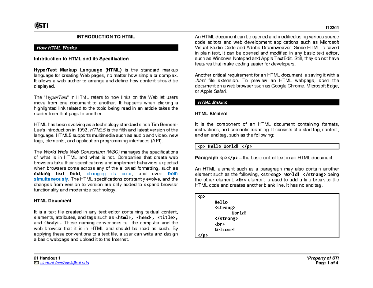 Websys 101: HTML Fundamentals Prelim Reviewer Guide - Studocu