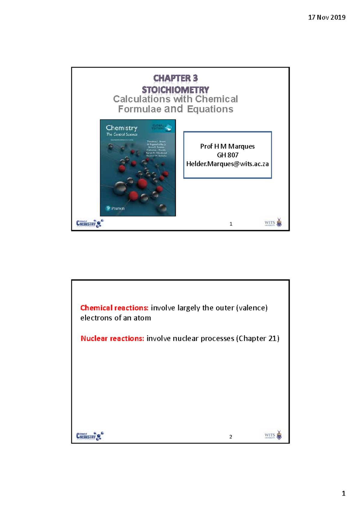 3 1012 Chapter 3 Stoichiometry calculations with chemical formulae and ...