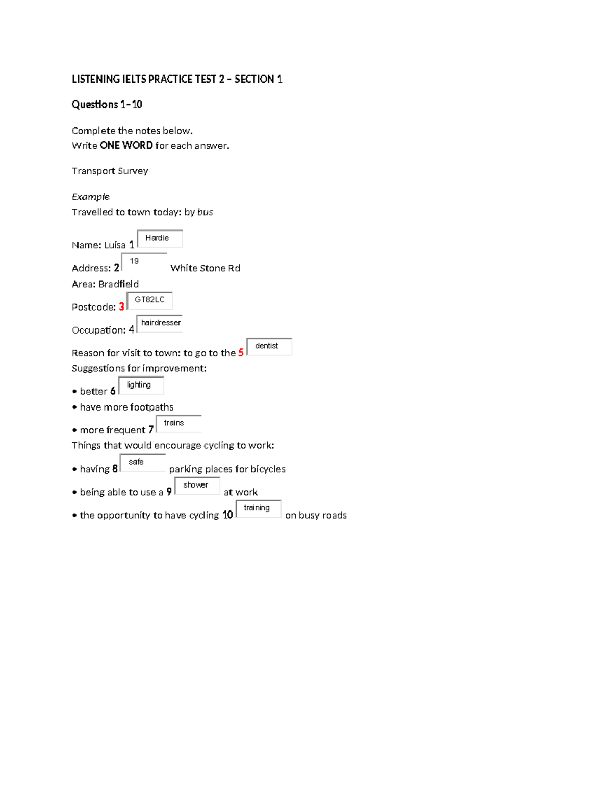 Listening IELTS Practice Test 2 - Section 1 Notes - Studocu