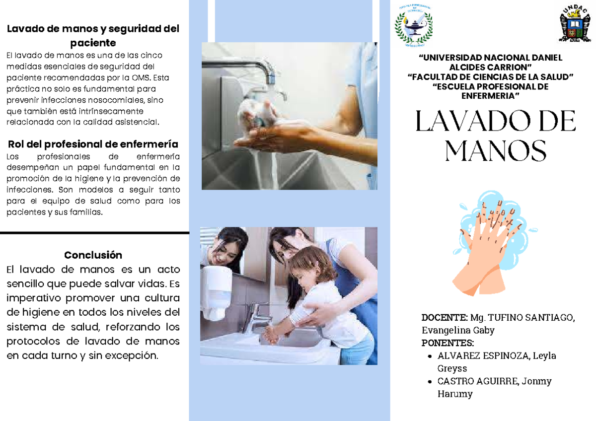Folleto Tríptico sobre Lavado de Manos y Seguridad del Paciente - Studocu