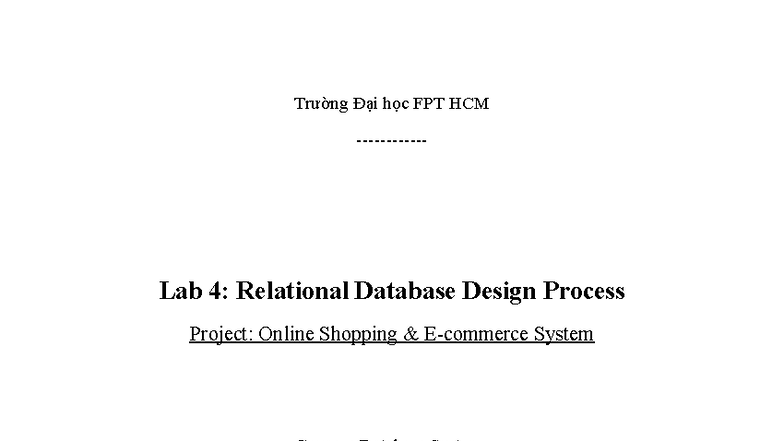 Lab 4: Relational Database Design for Online Shopping System - DB101 - Studocu