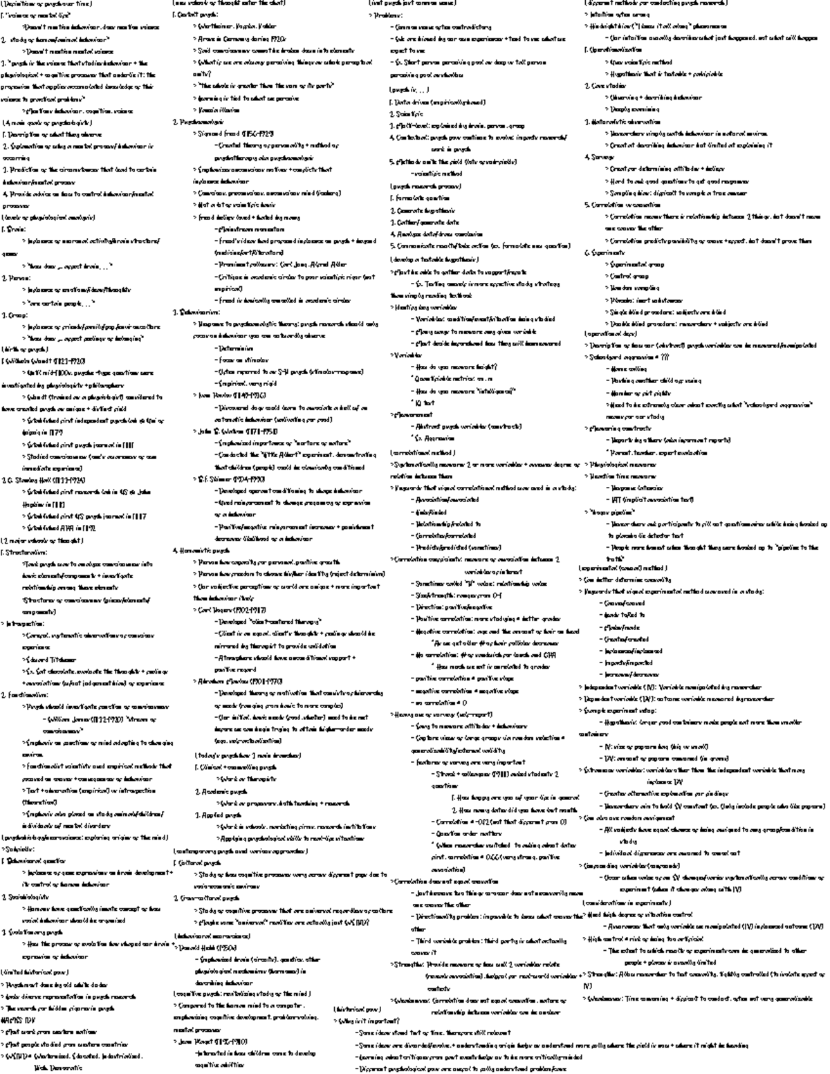 Midterm 1 - Cheat Sheet on Psychological Schools of Thought - Studocu