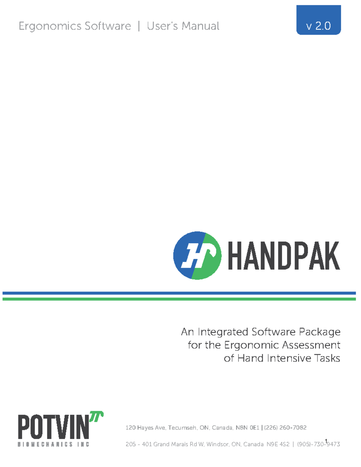 HandPak v2 User Manual - Ergonomic Assessment Software Guide - Studocu