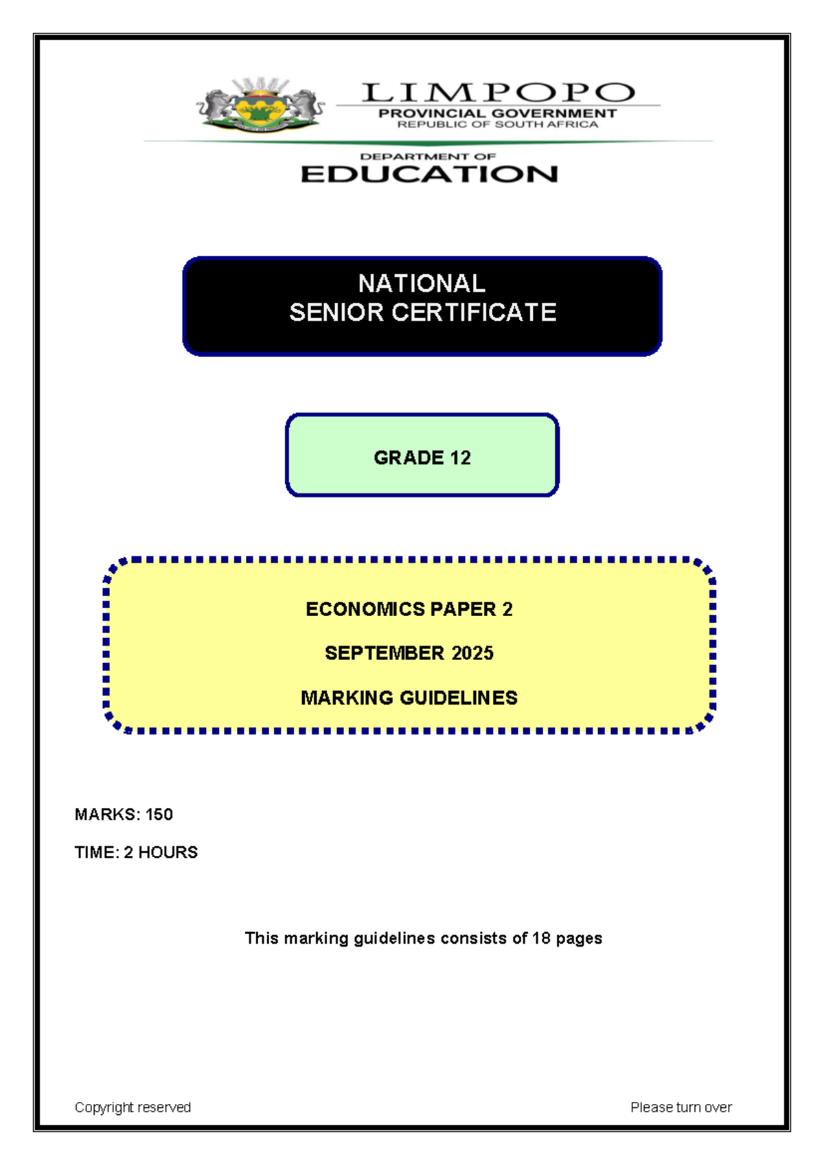 Economics P2 Memo 2025: Marking Guidelines for Grade 12 NSC - Studocu