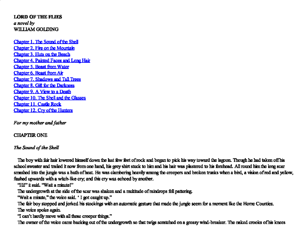 Lord of the Flies (LOTF) - Complete Text Study Guide - Studocu