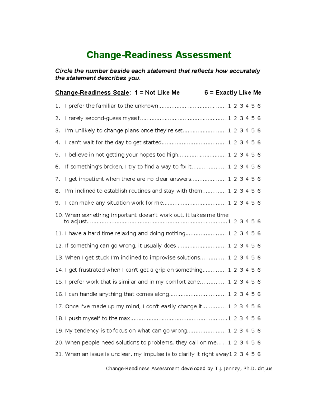 Change-Readiness Assessment: Understanding Your Traits and Scores - Studocu