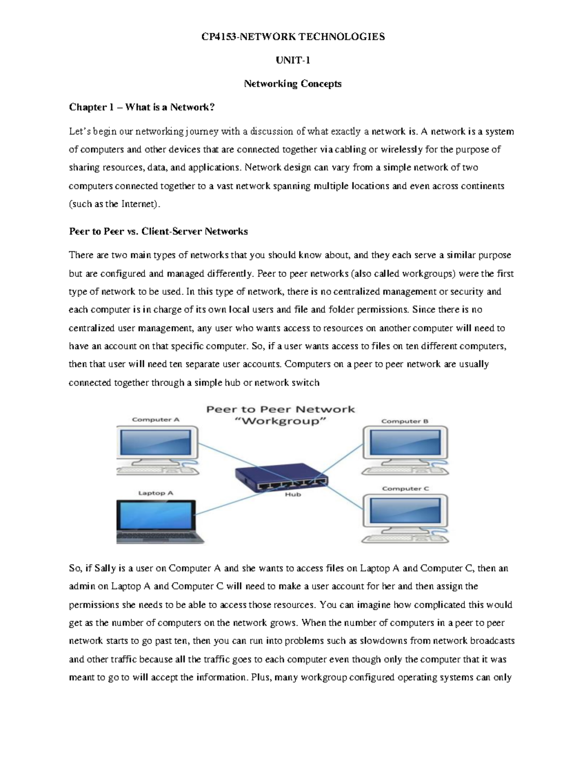 CP4153 Network Technologies - Overview of Networking Concepts and ...