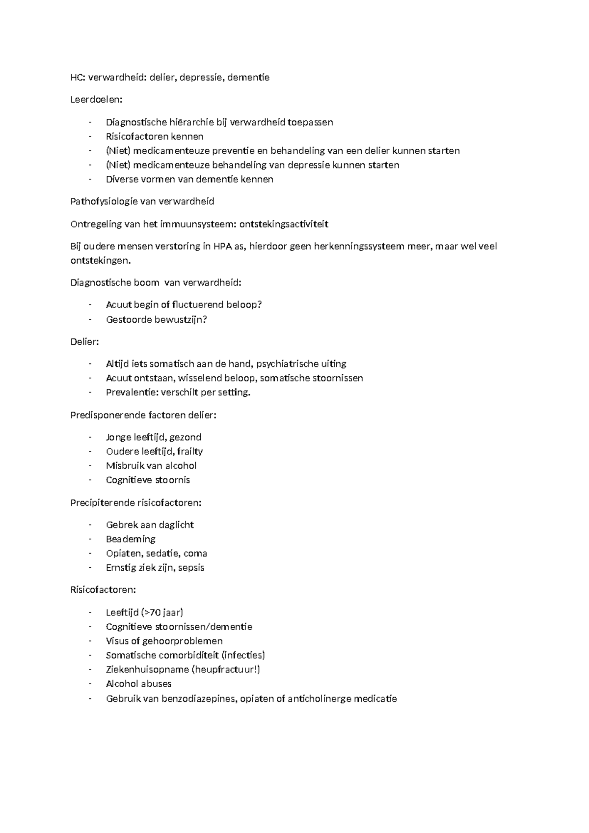 HC: Diagnostiek en Behandeling van Verwardheid, Delier, Depressie en ...