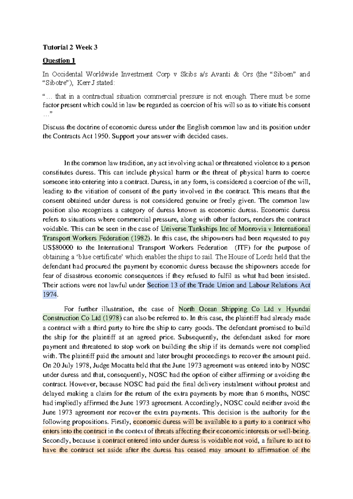 Economic Duress in Contract Law: Analyzing English Common Law ...