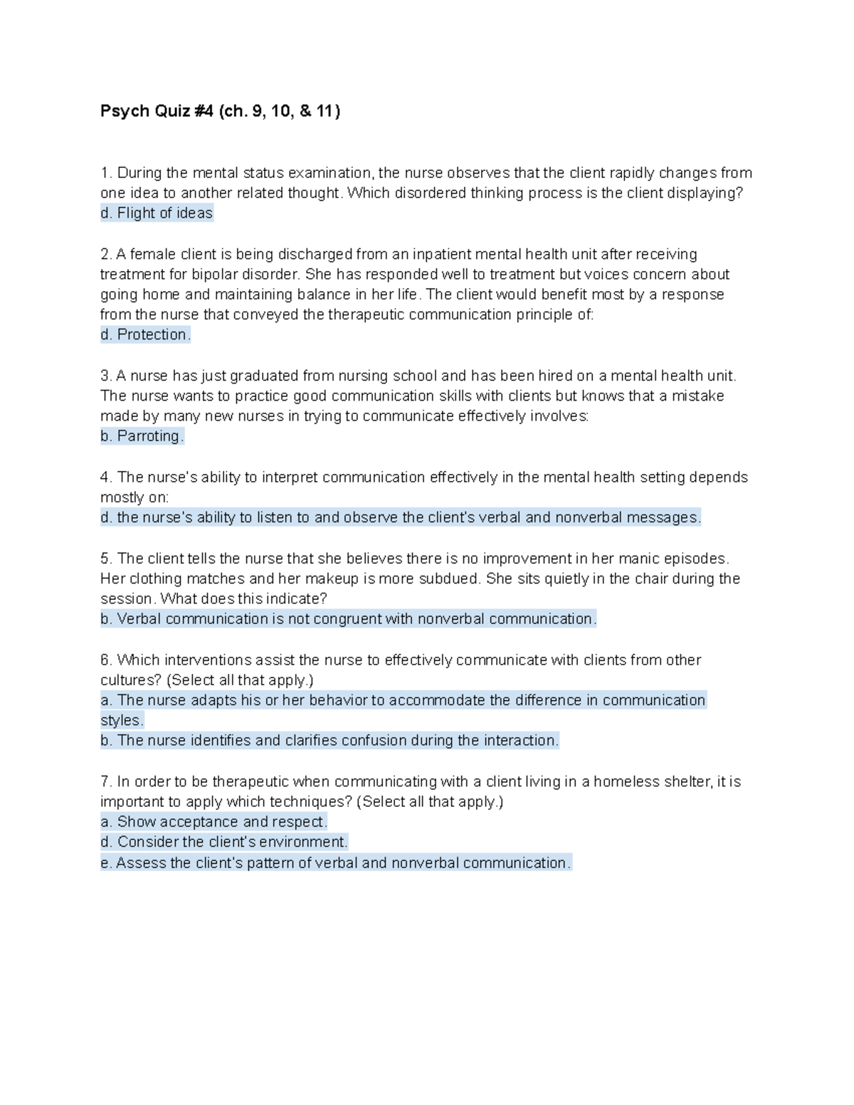 Psych 101 Quiz #4: Key Concepts from Chapters 9, 10, & 11 - Studocu
