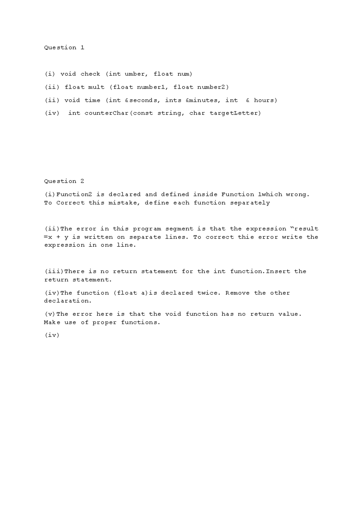 COS1511 Assignment 2: Function Declarations and Error Corrections - Studocu