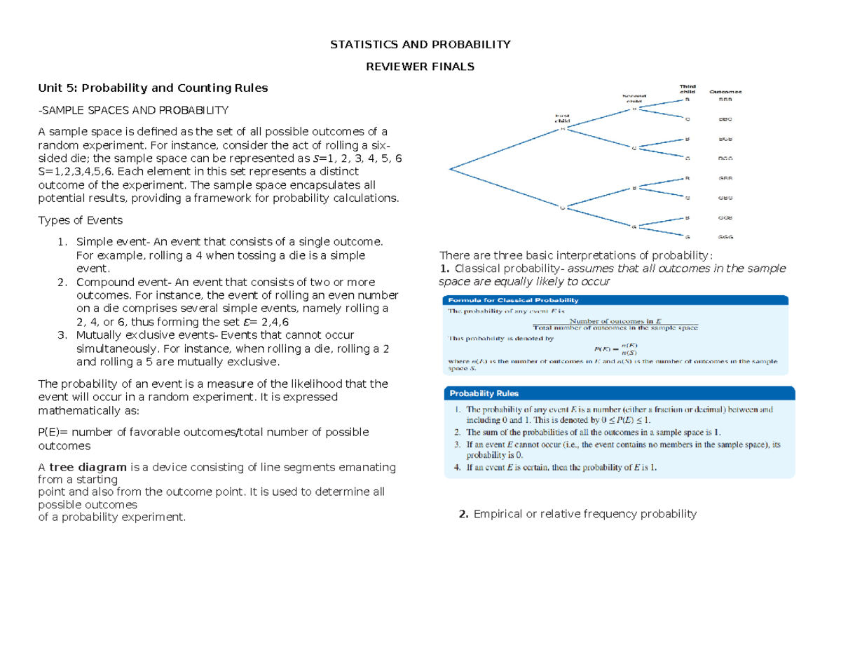 Statistics AND Probability - STATISTICS AND PROBABILITY REVIEWER FINALS ...