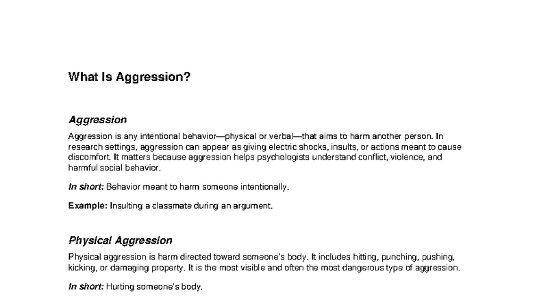 Chapter 10: Understanding Aggression in Social Psychology (Soc Psych ...