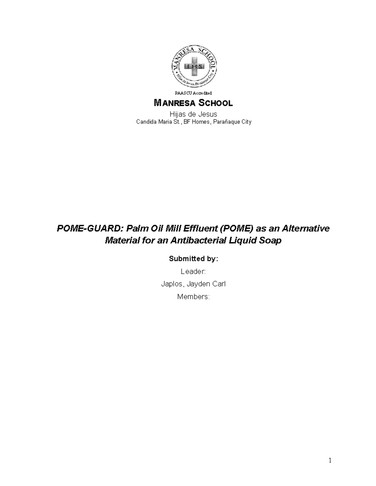 POME as an Antibacterial Soap Ingredient: A Study (JHS 2023) - Studocu