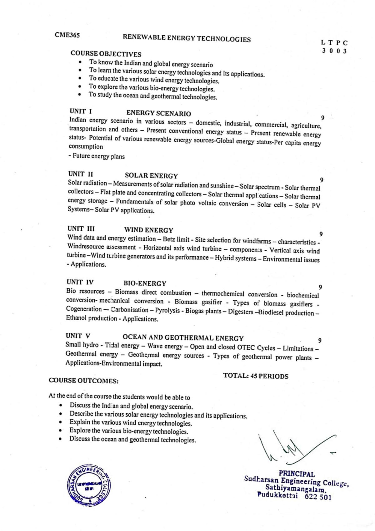 CME365 - Renewable Energy Technologies Course Overview and Objectives - Studocu