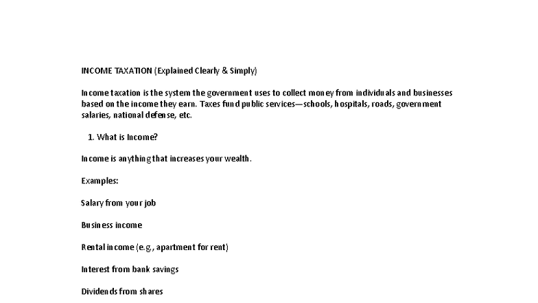 INCOME TAXATION (Tax Revs - Taxation Reviewer) Basics Explained - Studocu