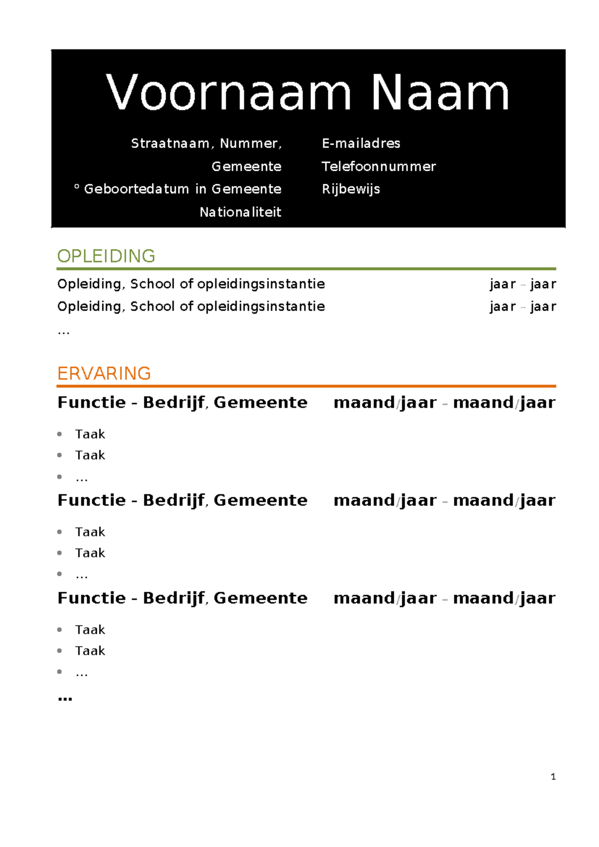 Voorbeeldsjabloon 3 - voorbeeld sjabloon voor opdracht excel - Voornaam ...