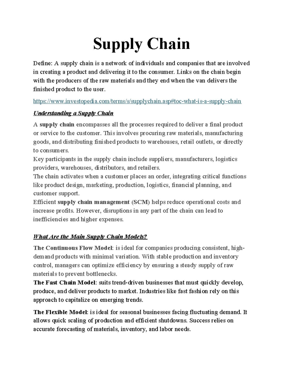 Supply Chain Management Overview: Key Models and Best Practices - Studocu