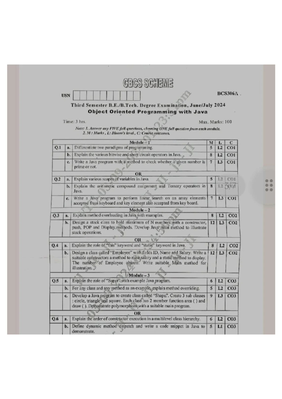 OOPS with Java BCS306A: Comprehensive Lab Manual for Semester III - Studocu