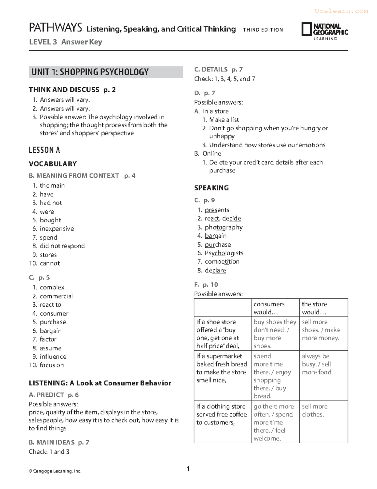 Pathways 3E Listening, Speaking, and Critical Thinking Level 3 Answer ...