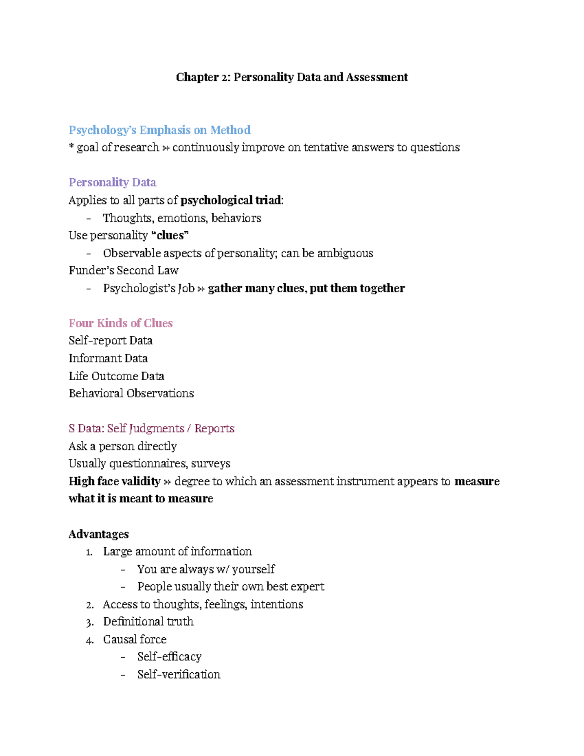 Theories of Personality: Chapter 2 - Personality Data & Assessment ...