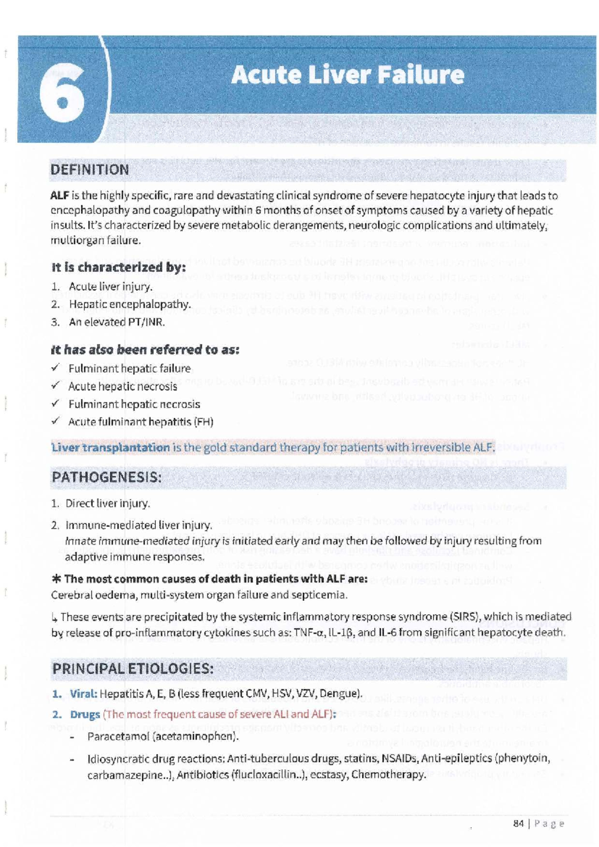 ACUTE LIVER FAILURE: DEFINITION, PATHOGENESIS, AND MANAGEMENT (HPT 101 ...