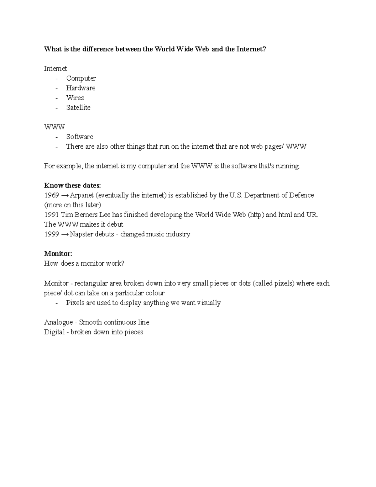 Comp Sci Exam Questions - What is the difference between the World Wide ...
