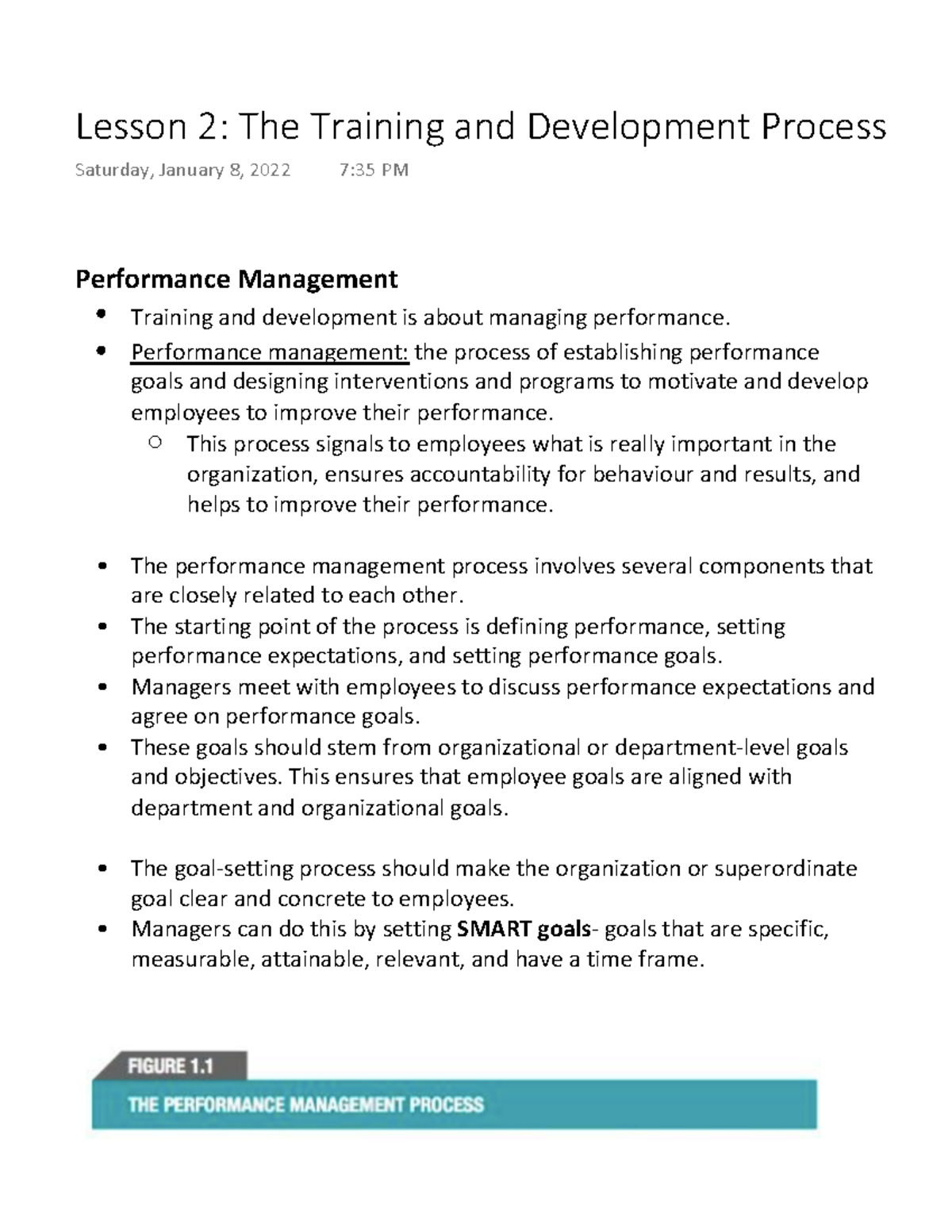 Lesson 2 The Training and Development Process - Performance Management " Training and - Studocu