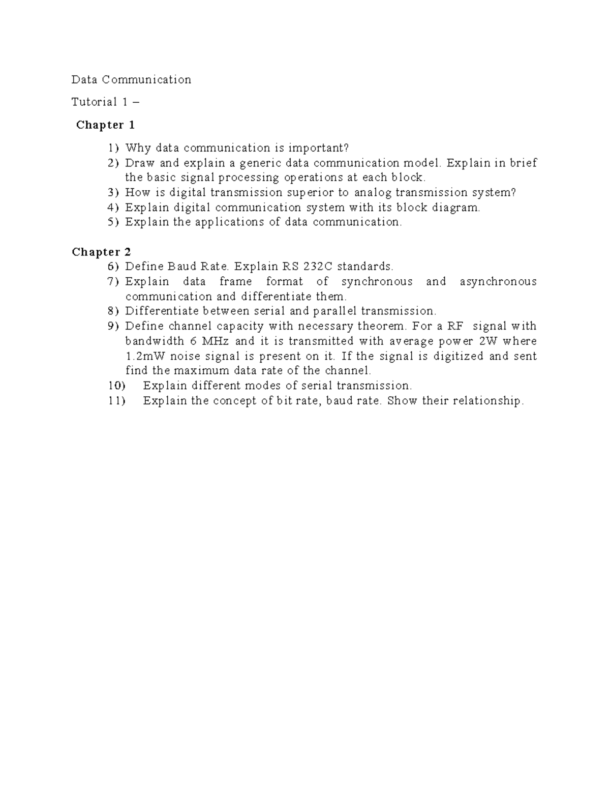 Important Question of DC Part-1 - Data Communication Tutorial 1 ...