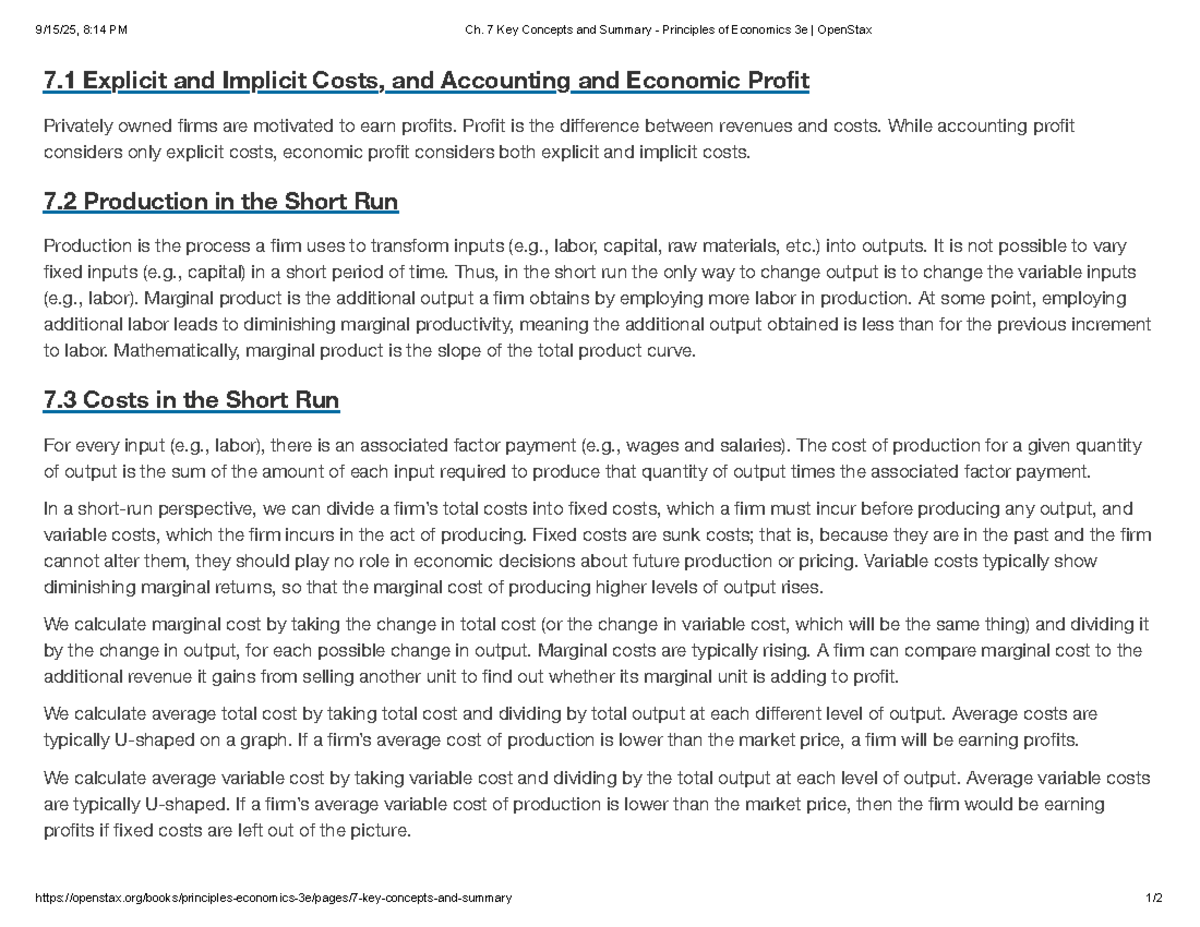 Ch. 7 Key Concepts & Summary - Principles of Economics 3e - Studocu