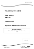 MAT1503 - Unisa - Linear Algebra - Studocu