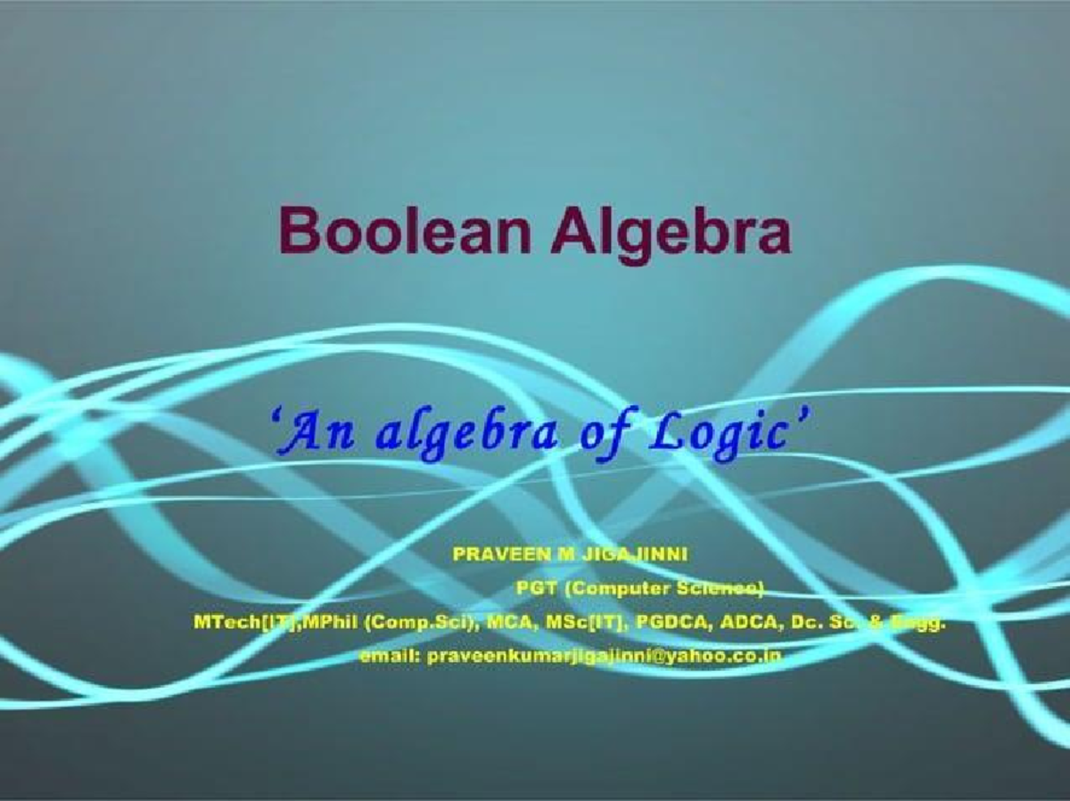 Introduction to Boolean Algebra - PGT (Comp. Sci) Notes - Studocu