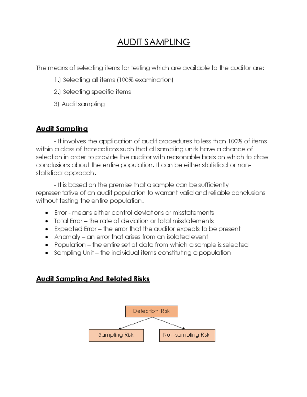 Audit Sampling Techniques and Risks in Auditing (ACCT 301) - Studocu