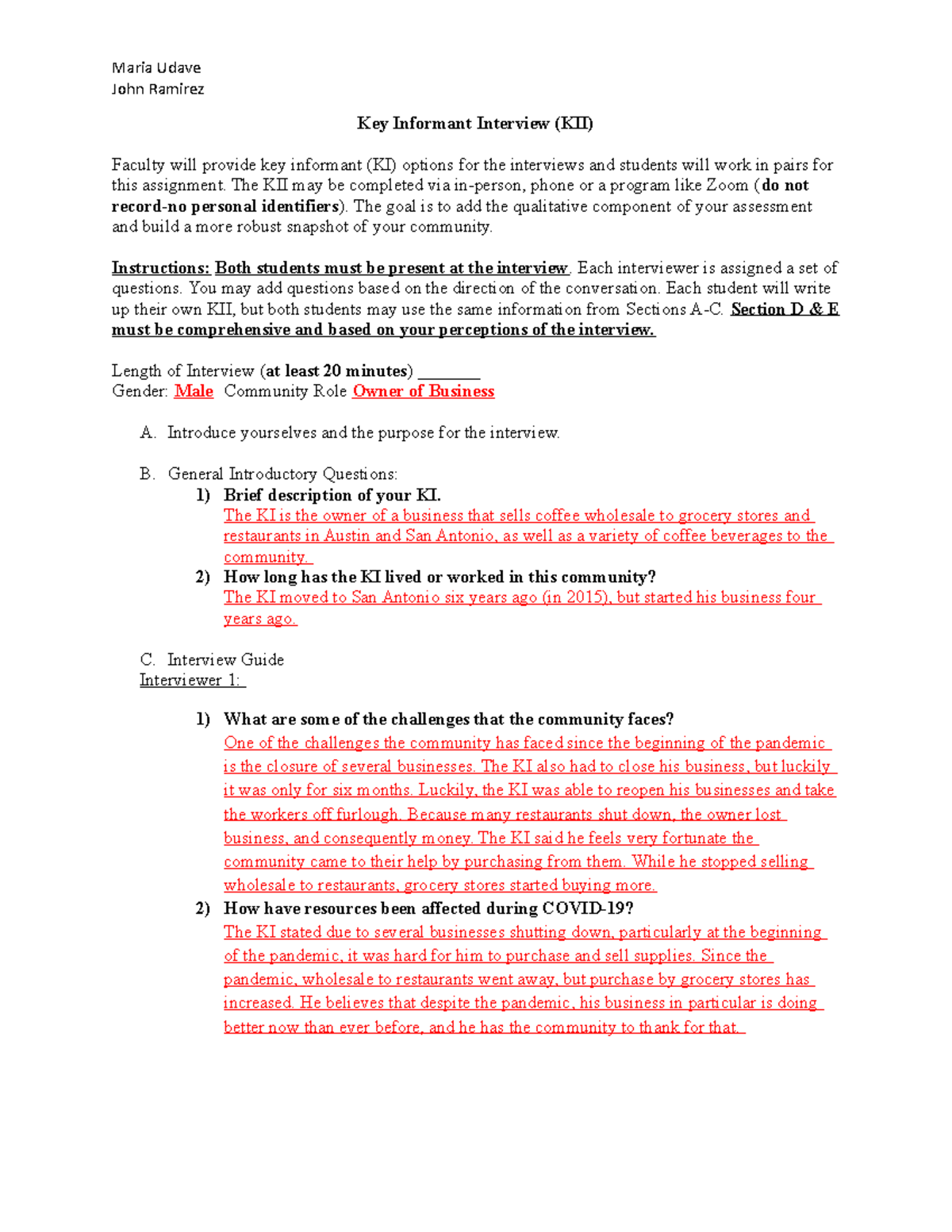KII Insights: Community Assessment from Key Informant Interview - Studocu