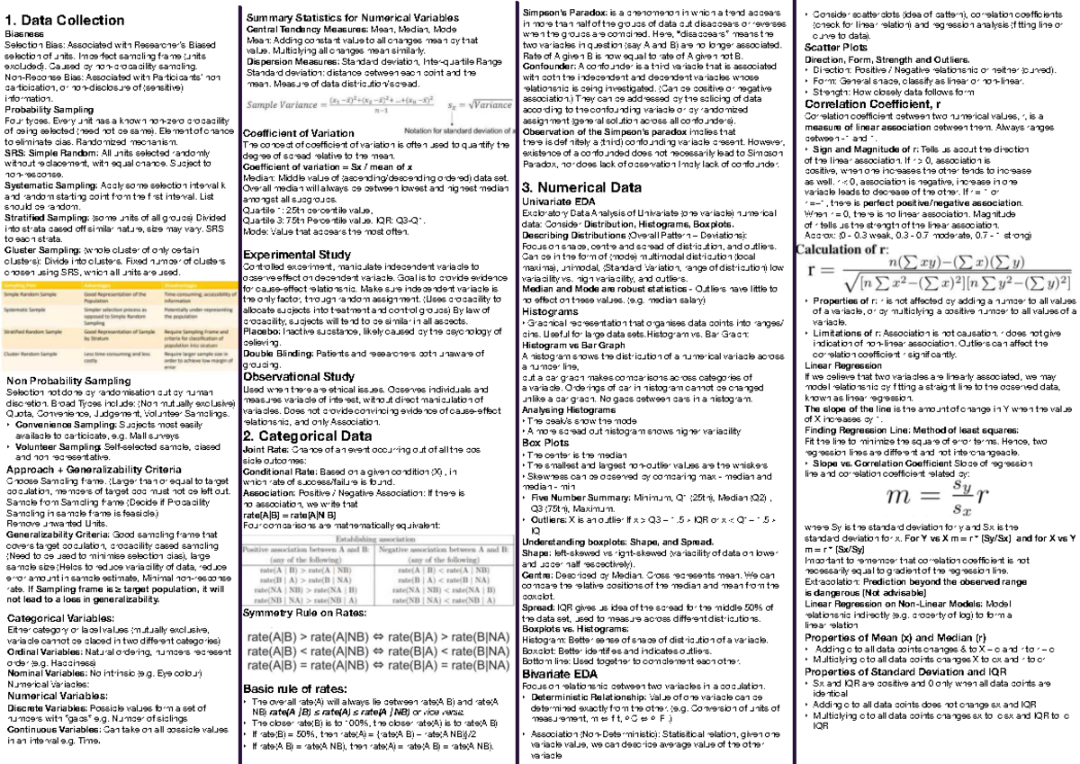 Data Collection Bias and Sampling Techniques: Cheat Sheet (Note 22 Nov ...