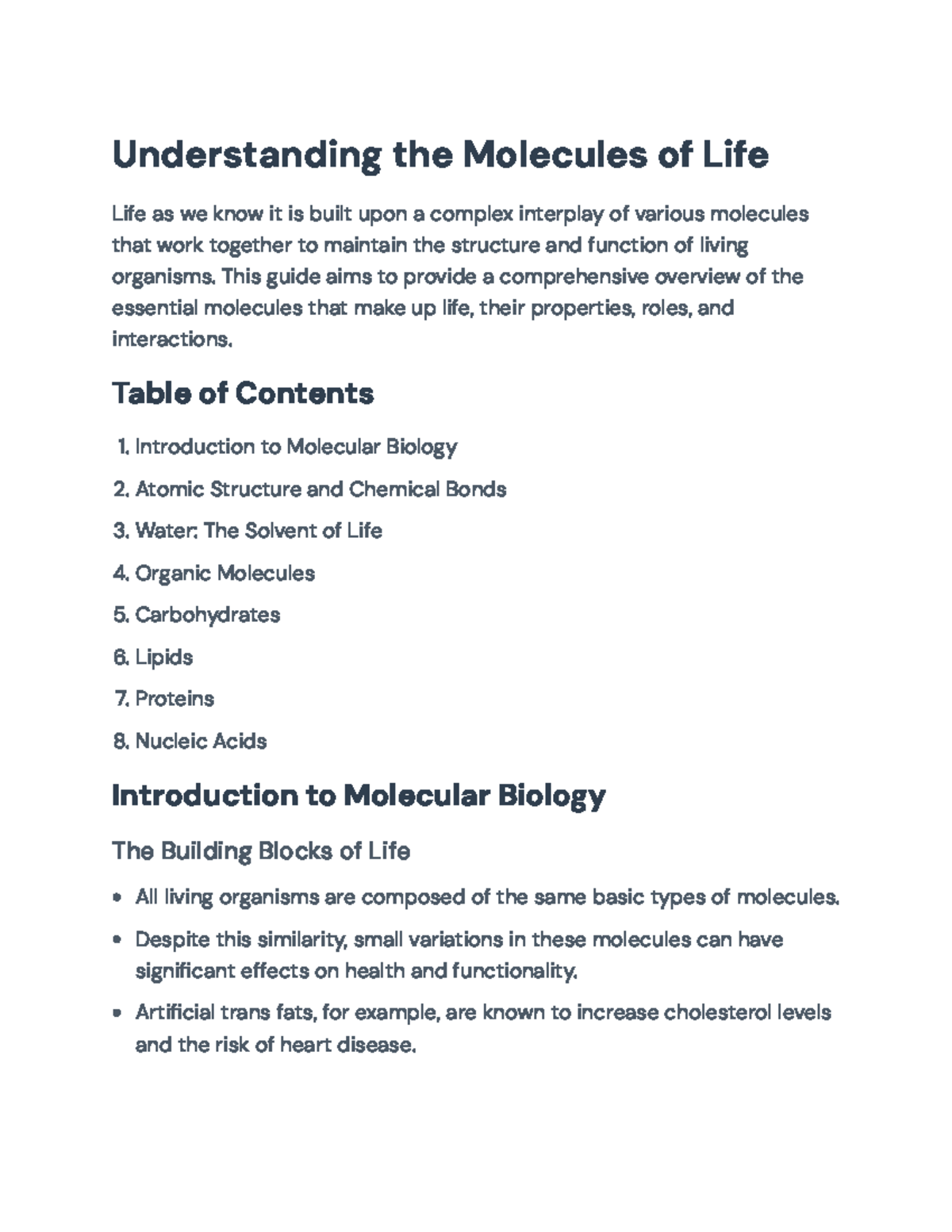 Understanding the Molecules of Life: A Comprehensive Guide ...