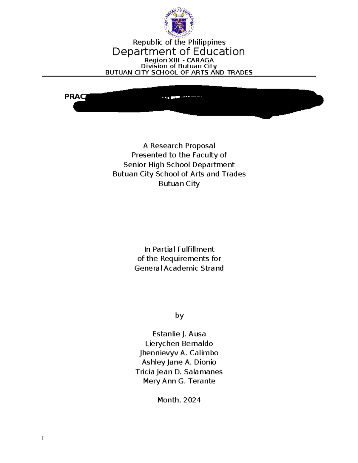 Research Proposal: Practicality vs Passion in Career Choices - Grade 12 ...