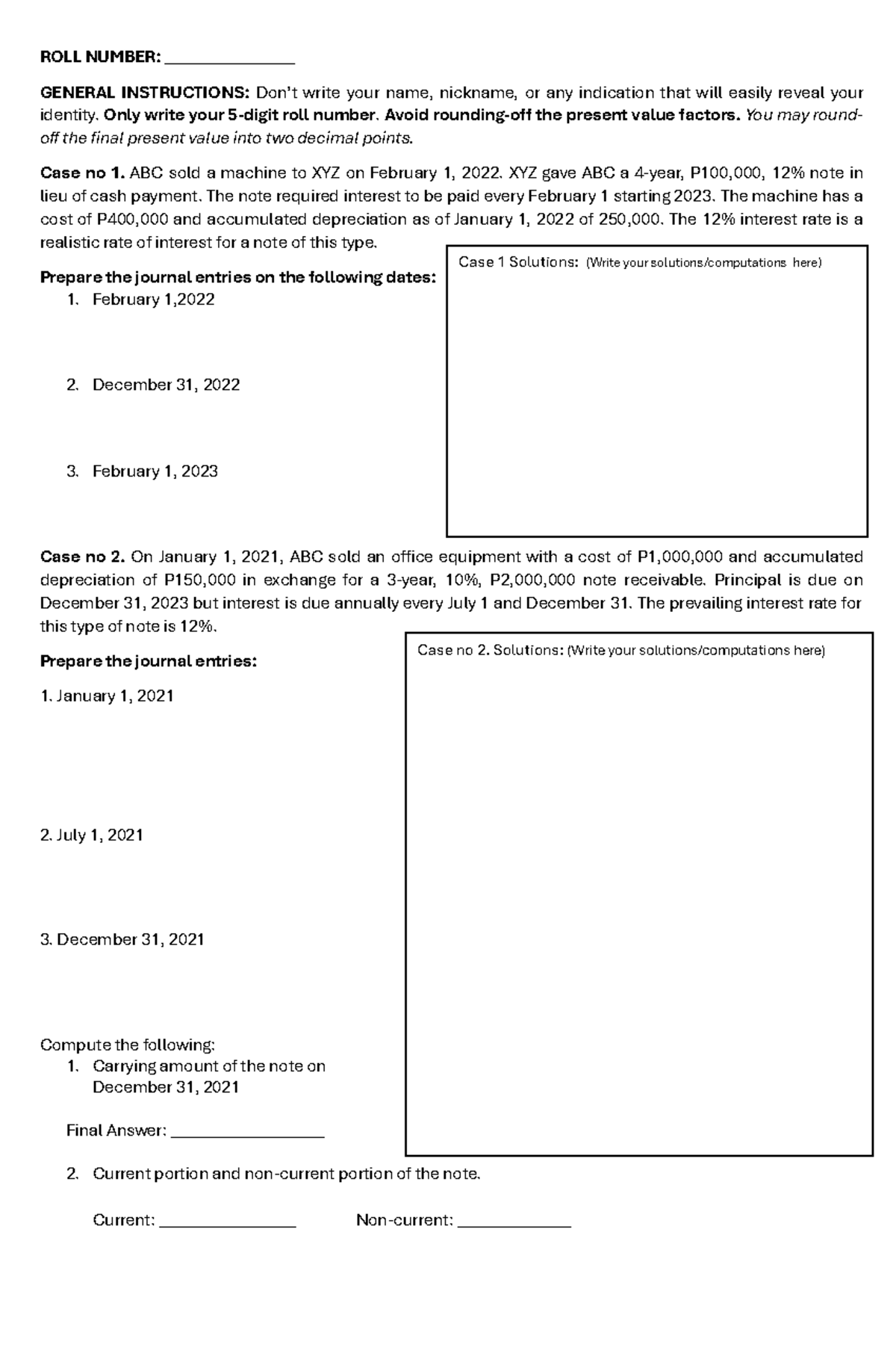 Note-Receivable-Assignment - ROLL NUMBER: ________________ GENERAL ...