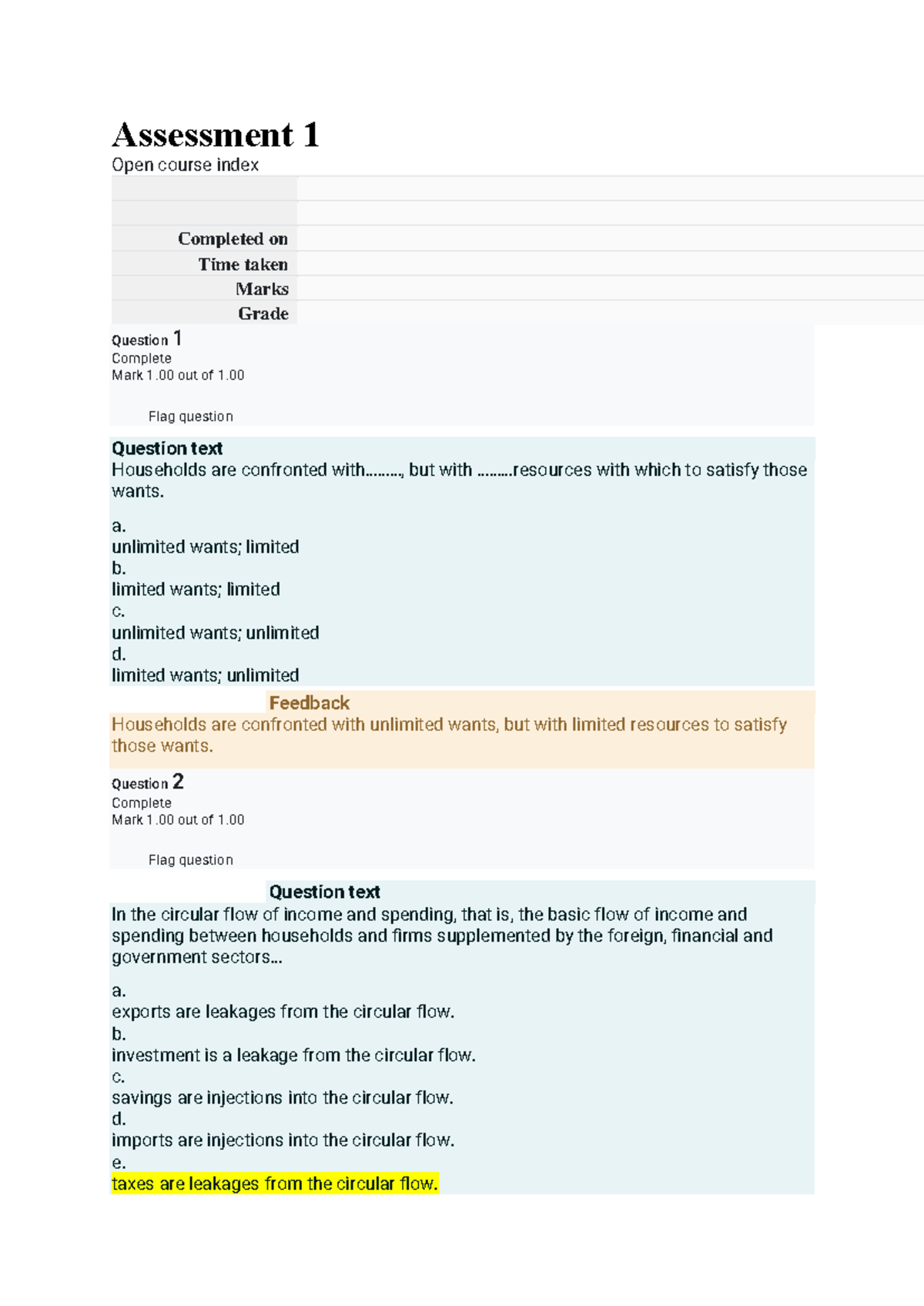 ECS1601 Assessment 1 Notes for 2024: Key Concepts & Feedback - Studocu
