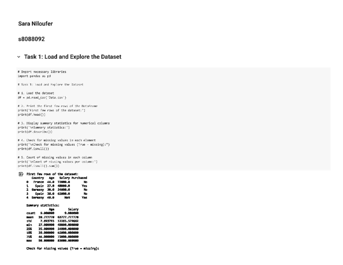 Data Analysis and Handling Missing Values - S8088092 Task 1 - Studocu