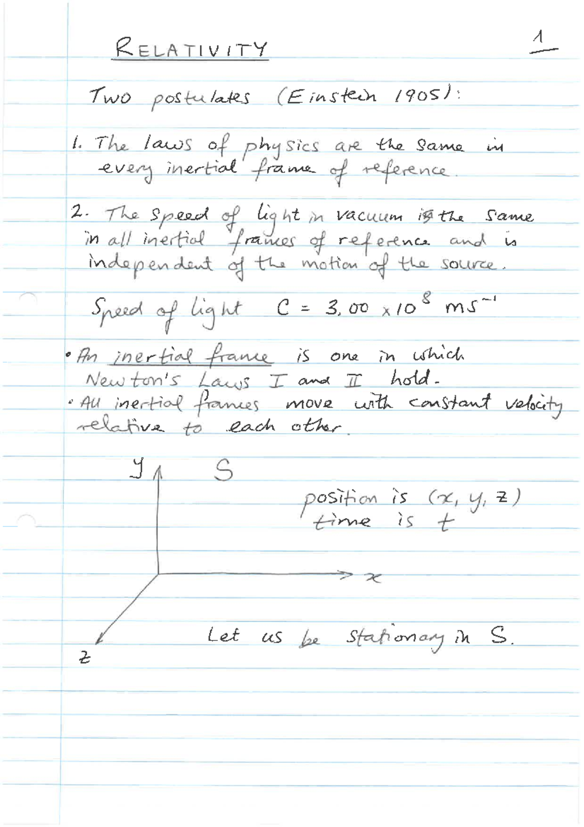Relativity notes: Understanding Einstein's two postulates and ...
