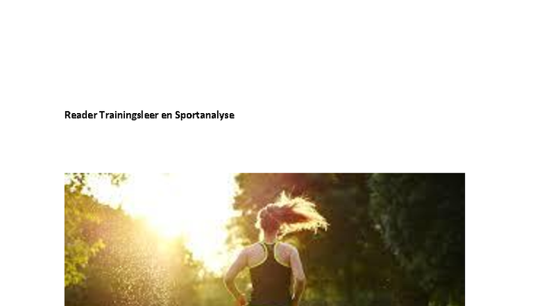 Reader Over Trainingsleer en Sportanalyse (002) - Inzicht in ...