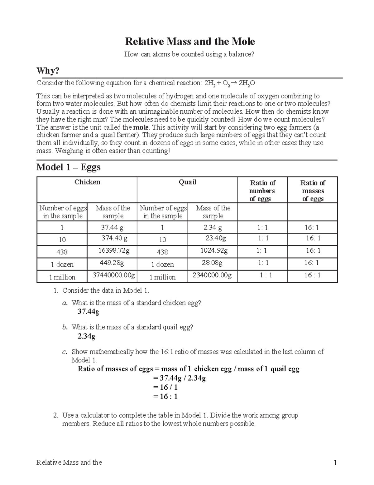22 Chem 101 Final Exam: Relative Mass and the Mole Concepts - Studocu