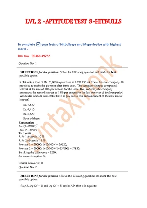 Hitbullseye Level 1 LPU Aptitude Test 05 - Practice Questions ...