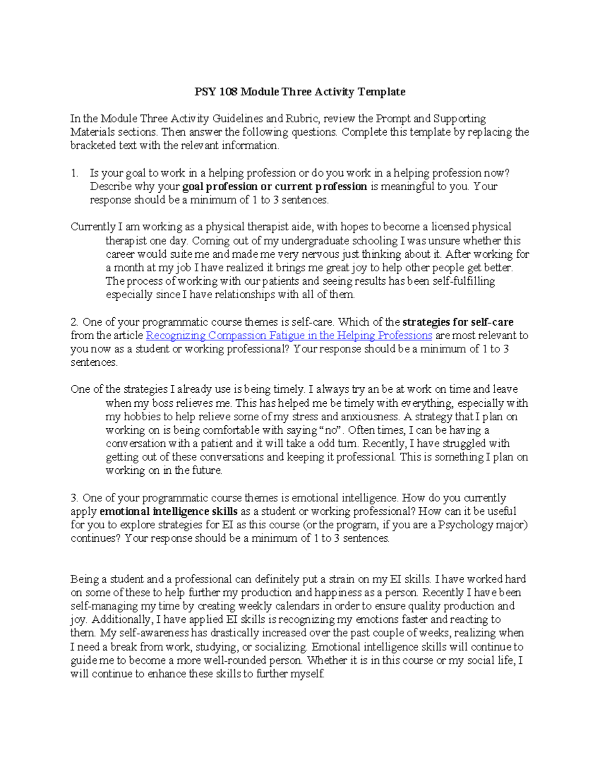 PSY 108 Mod 3 Activity - PSY 108 Module Three Activity Template In the Module Three Activity ...